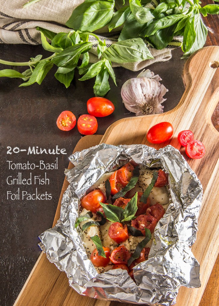 20-Minute Tomato-Basil Grilled Fish Foil Packets - Jen Elizabeth's Journals